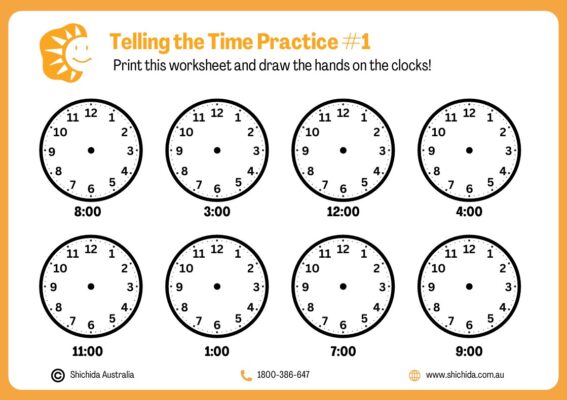 Telling The Time Worksheets For Kids - Free PDF Download